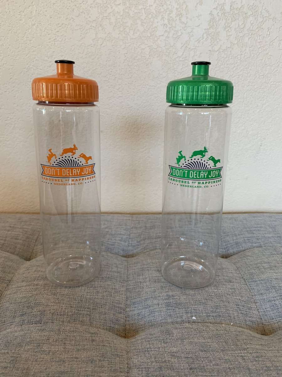 Don’t Delay Joy Water Bottle – Carousel of Happiness, Nederland Colorado